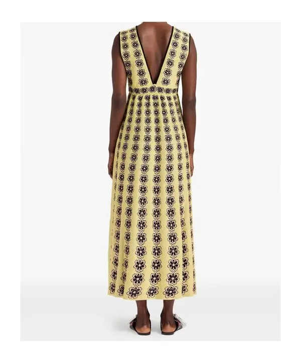 La DoubleJ Caper Floral-embroidered V-neck Maxi Dress