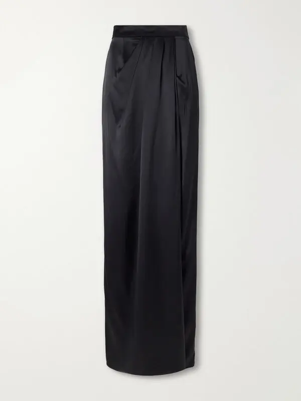Max Mara Camera Draped Silk-satin Maxi Skirt - Black
