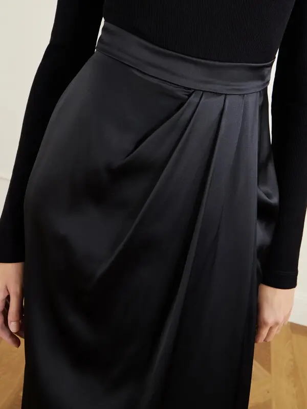 Max Mara Camera Draped Silk-satin Maxi Skirt - Black