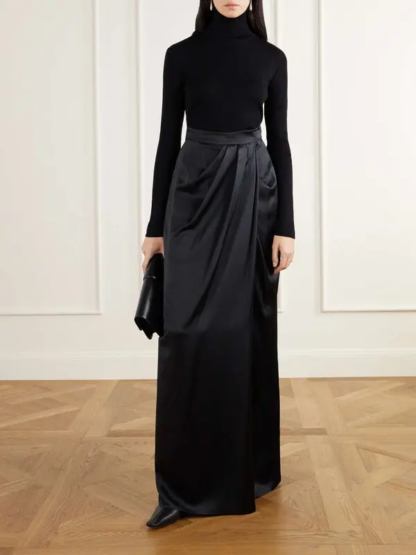 Max Mara Camera Draped Silk-satin Maxi Skirt