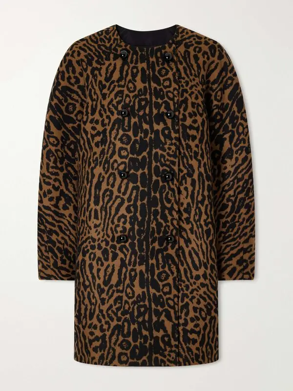 Carolina Herrera Cocoon Leopard-jacquard Wool Coat