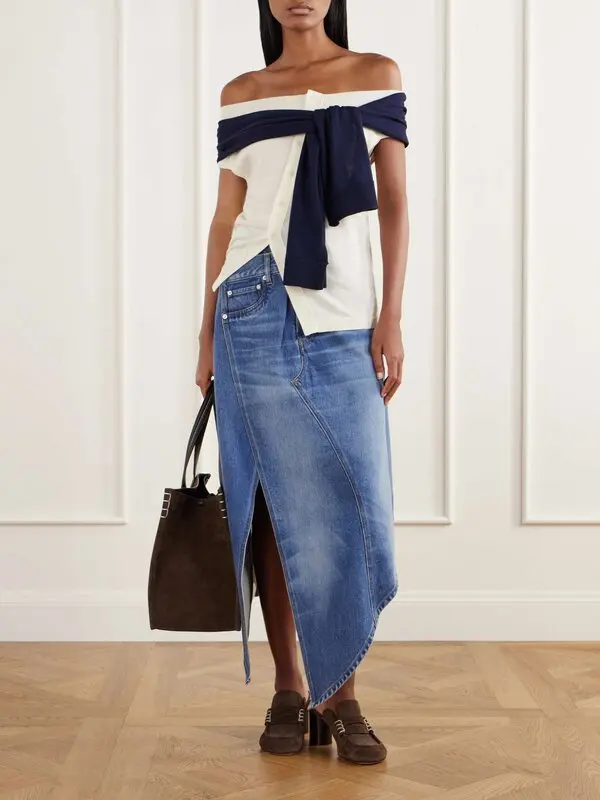 JW Anderson Off-the-shoulder Tie-detailed Asymmetric Wool Tank