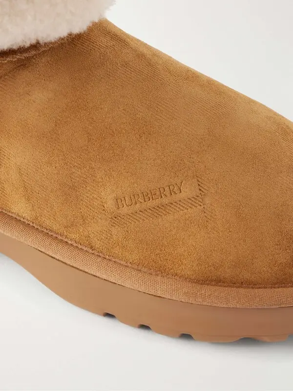 Burberry Shearling-trimmed Suede Ankle Boots