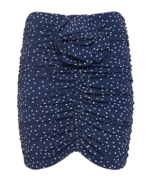 Magda Butrym Draped Dotted Mini Skirt W/ Flower