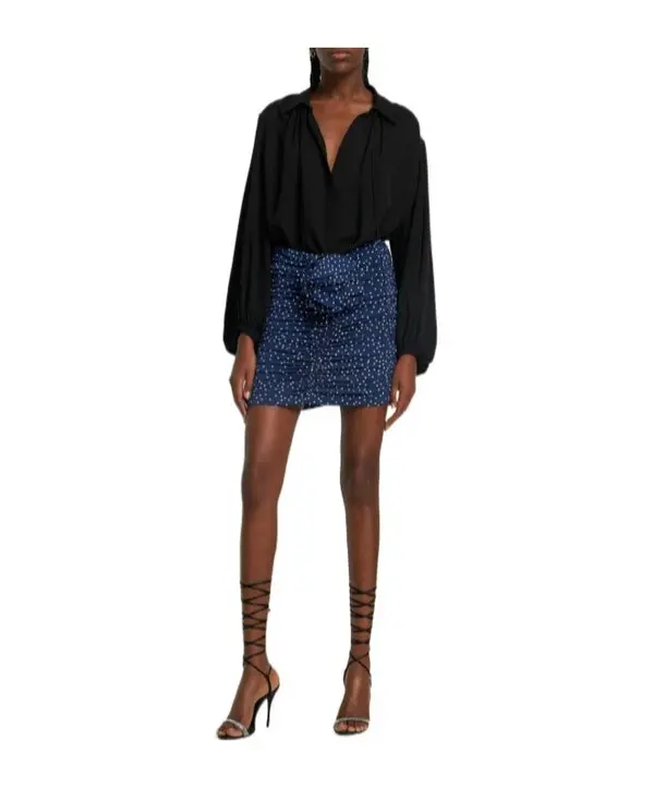 Magda Butrym Draped Dotted Mini Skirt W/ Flower