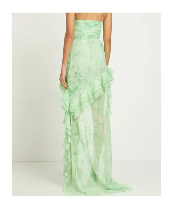 Alessandra Rich Embellished Printed Silk Georgette Dress