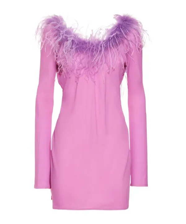 Giuseppe Di Morabito Viscose Mini Dress W/ Feathers
