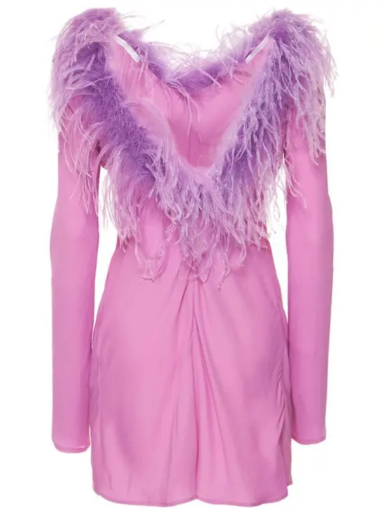 Giuseppe Di Morabito Viscose Mini Dress W/ Feathers