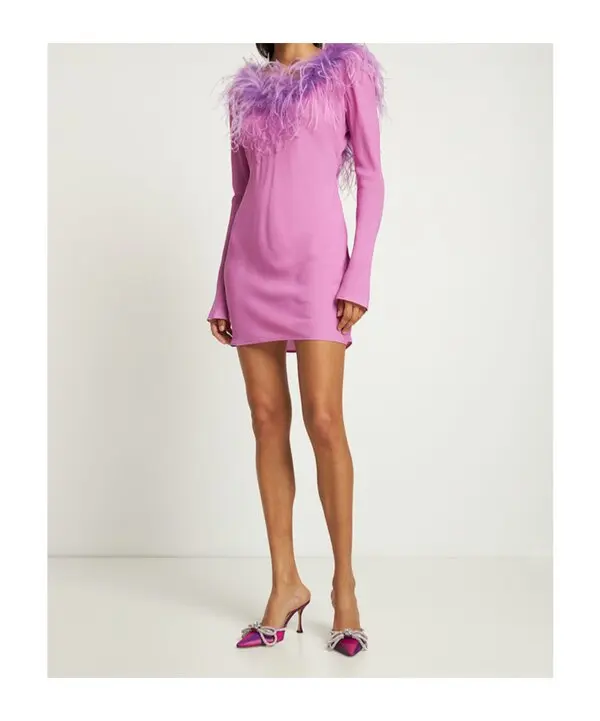 Giuseppe Di Morabito Viscose Mini Dress W/ Feathers