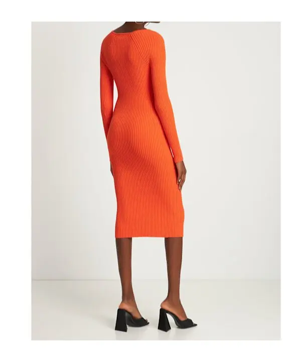 Giuseppe Di Morabito Ribbed Viscose Midi Dress W/chain Detail