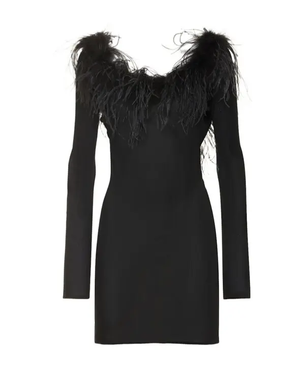 Giuseppe Di Morabito Viscose Mini Dress W/ Feathers