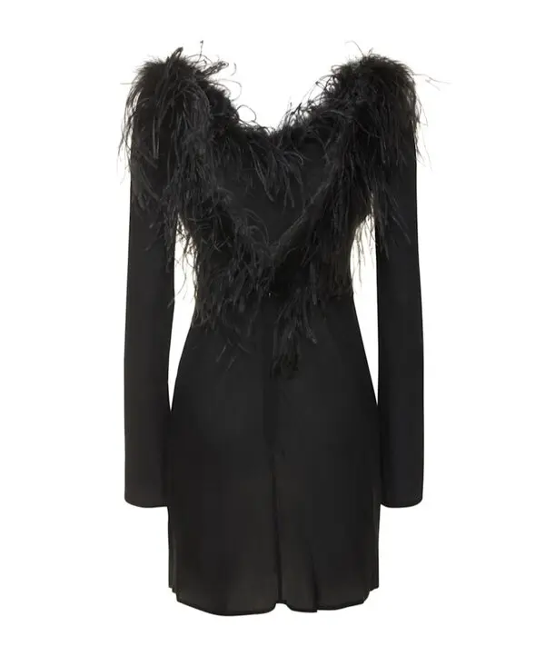 Giuseppe Di Morabito Viscose Mini Dress W/ Feathers
