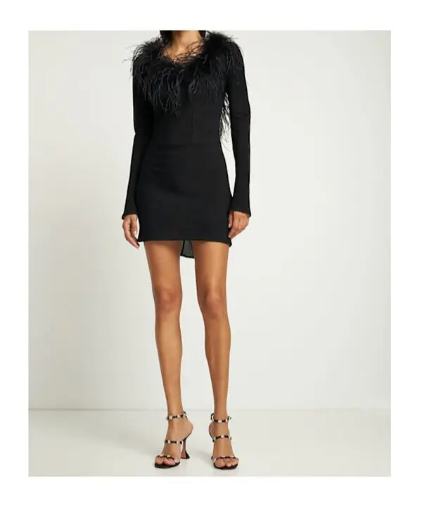Giuseppe Di Morabito Viscose Mini Dress W/ Feathers