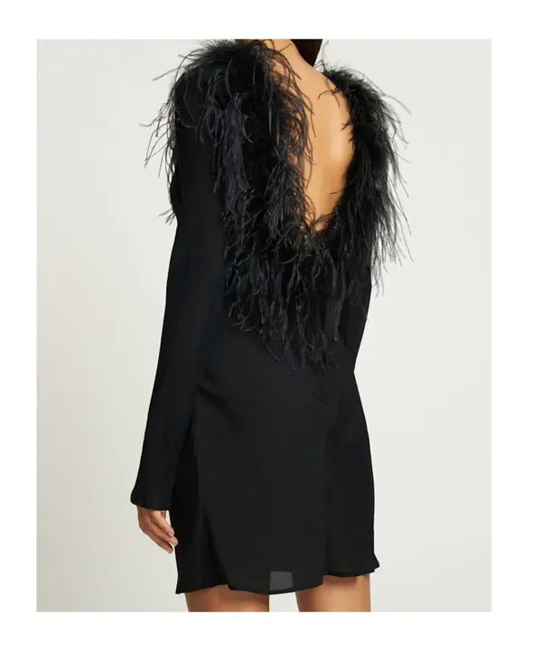 Giuseppe Di Morabito Viscose Mini Dress W/ Feathers