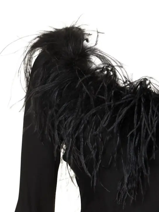 Giuseppe Di Morabito Viscose Mini Dress W/ Feathers