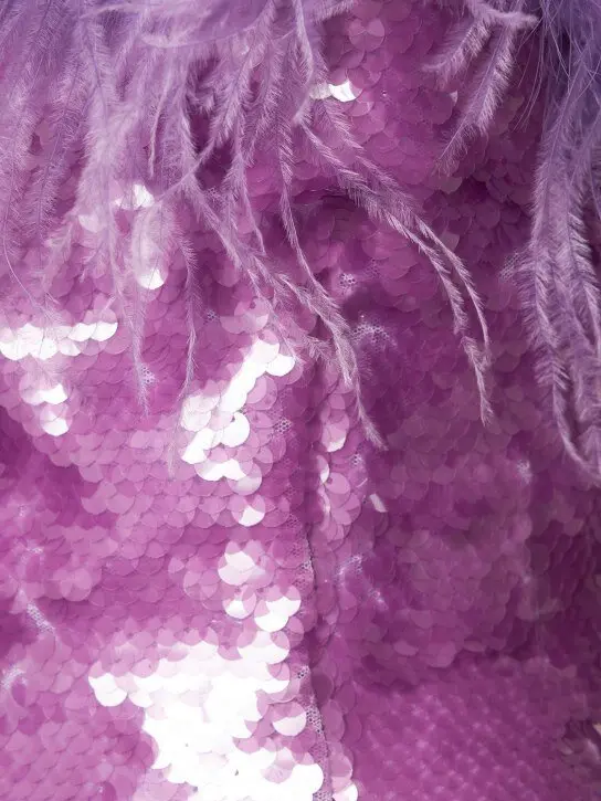Giuseppe Di Morabito Sequined Midi Dress W/ Feathers