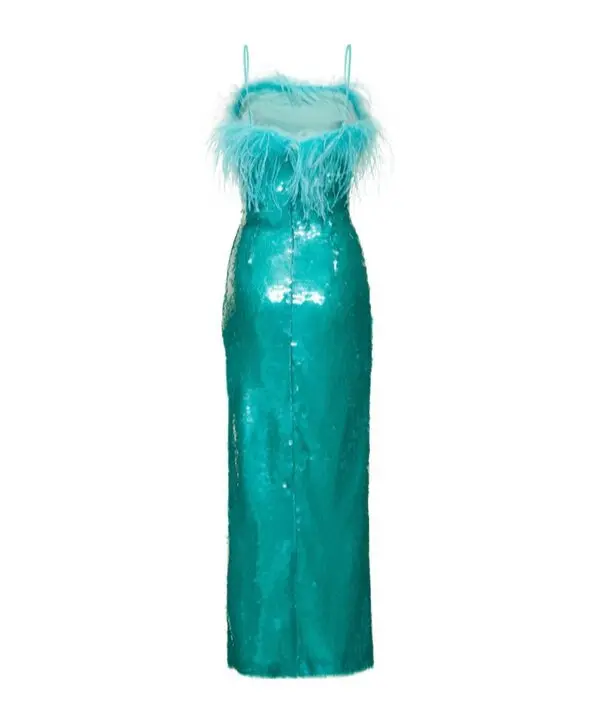 Giuseppe Di Morabito Sequined Midi Dress W/ Feathers