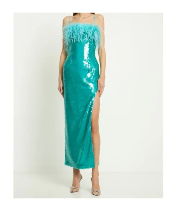 Giuseppe Di Morabito Sequined Midi Dress W/ Feathers