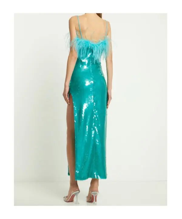 Giuseppe Di Morabito Sequined Midi Dress W/ Feathers