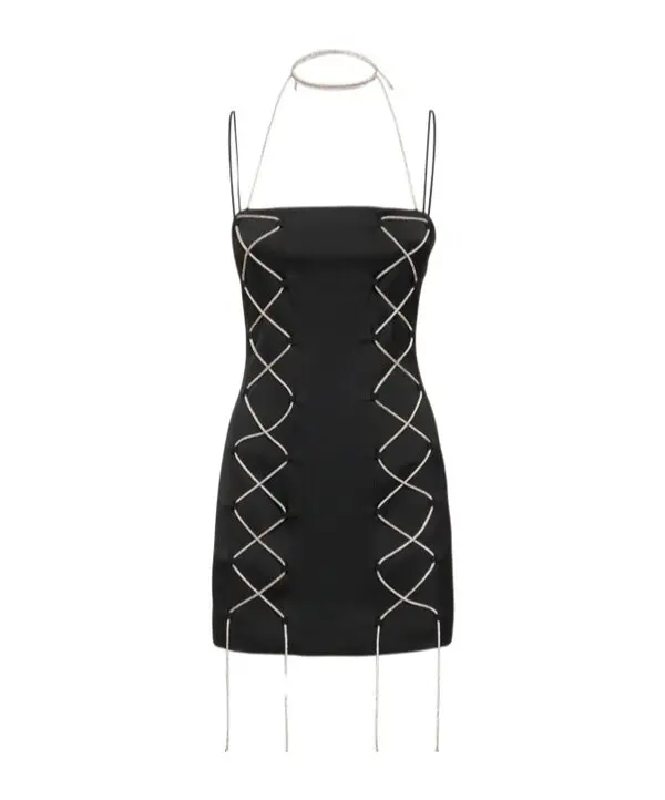 Giuseppe Di Morabito Lace-up Cady Envers Satin Mini Dress