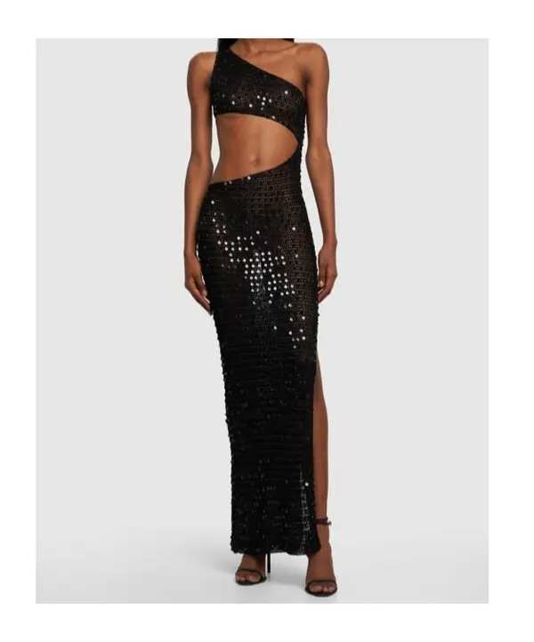 AYA MUSE Gia Sequined Knit Long Dress