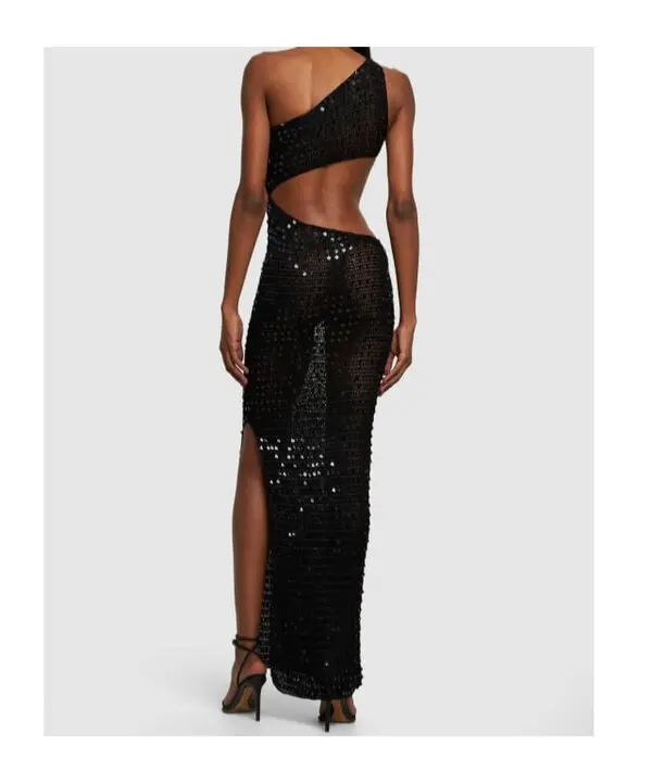 AYA MUSE Gia Sequined Knit Long Dress