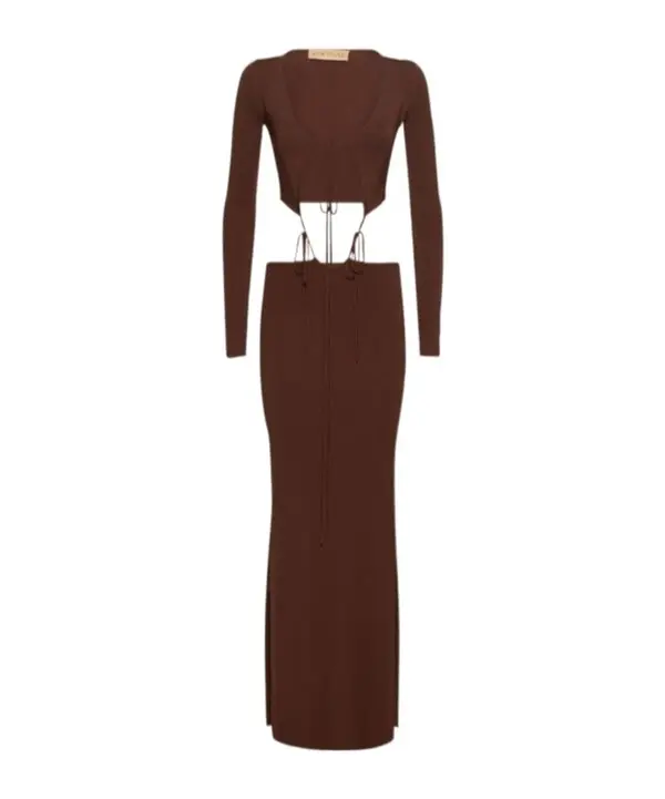 AYA MUSE Tie-waist Long-sleeved Dress