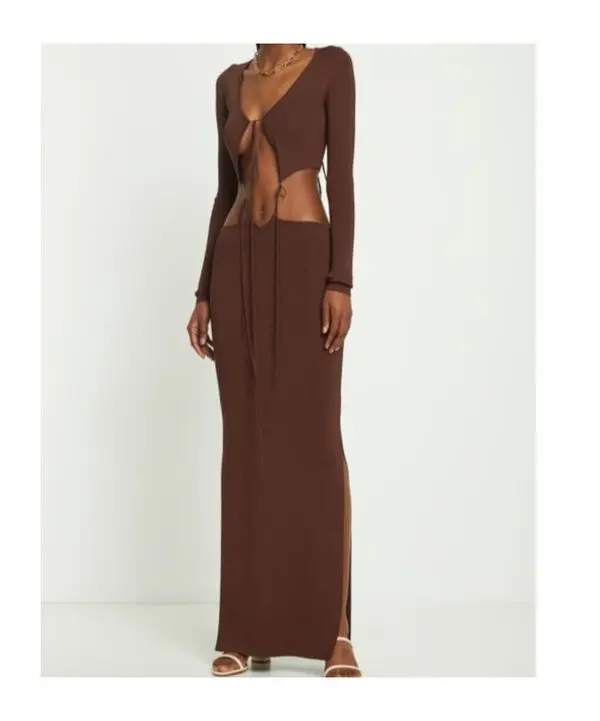 AYA MUSE Tie-waist Long-sleeved Dress