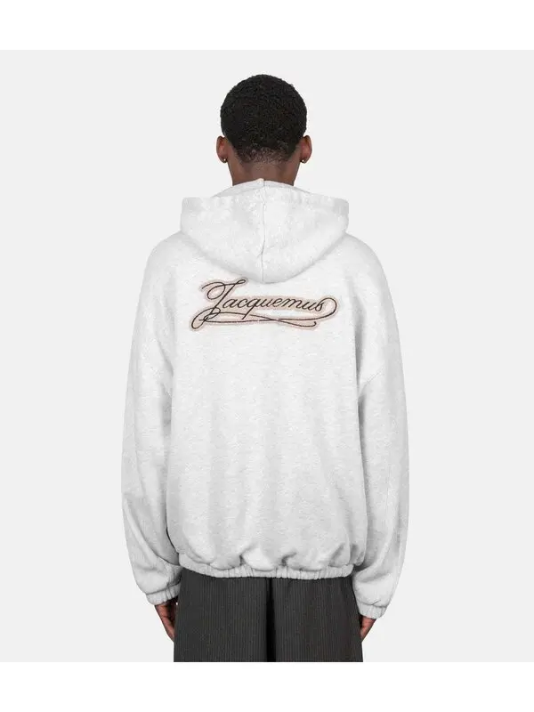 Jacquemus Patch Logo Zip-up Hoodie - Gray