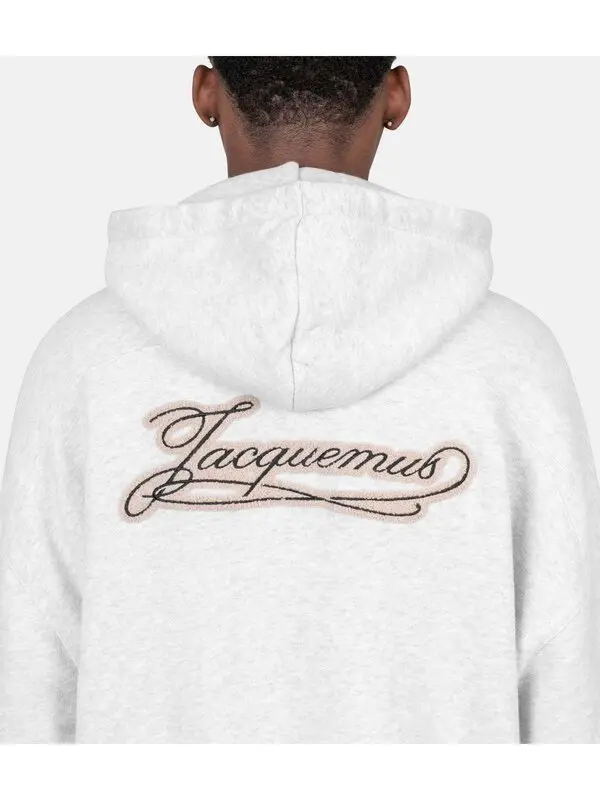 Jacquemus Patch Logo Zip-up Hoodie - Gray
