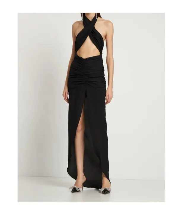 Giuseppe Di Morabito Crepe De Chine Cut Out Long Dress