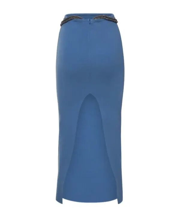 Christopher Esber Loop Crystal Belt Rib Jersey Long Skirt
