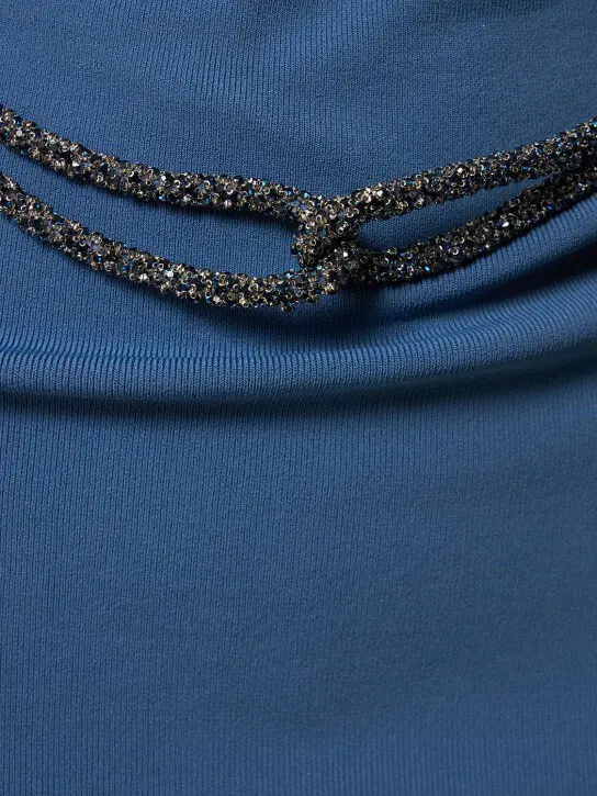 Christopher Esber Loop Crystal Belt Rib Jersey Long Skirt