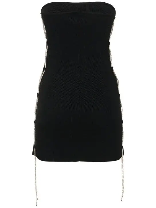 Giuseppe Di Morabito Lace-up Stretch Rib Knit Mini Dress