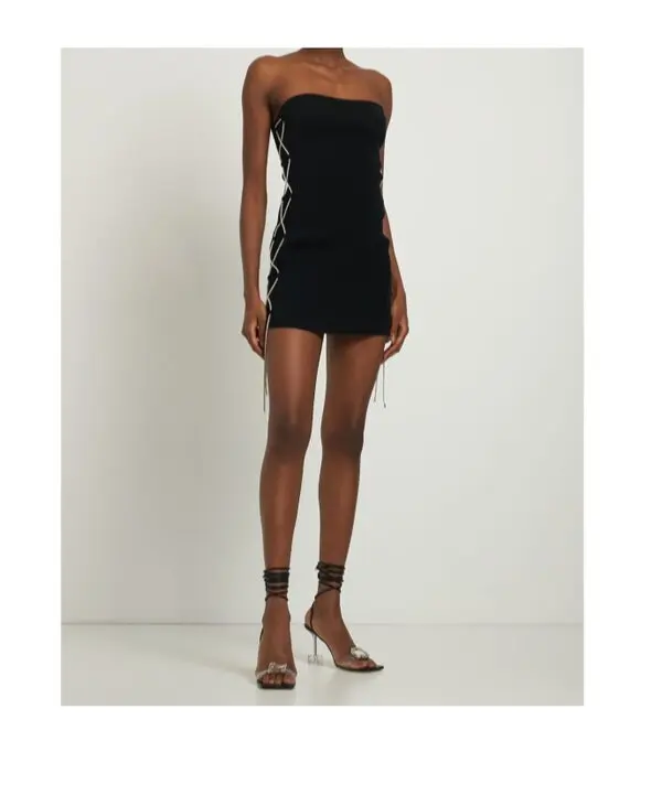 Giuseppe Di Morabito Lace-up Stretch Rib Knit Mini Dress