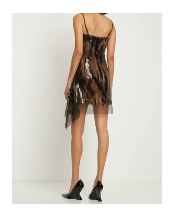 DION LEE Camo Sequined Tulle Mini Dress