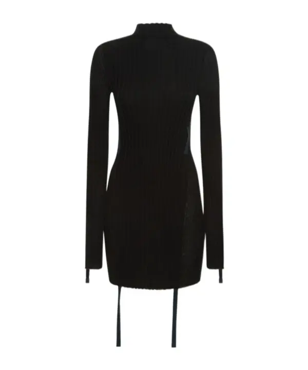 DION LEE Gathered Cotton Blend Knit Mini Dress