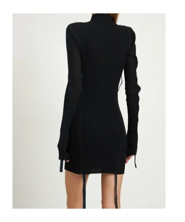 DION LEE Gathered Cotton Blend Knit Mini Dress