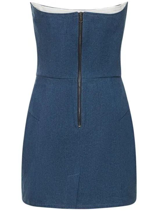 Giuseppe Di Morabito Embellished Strapless Denim Mini Dress