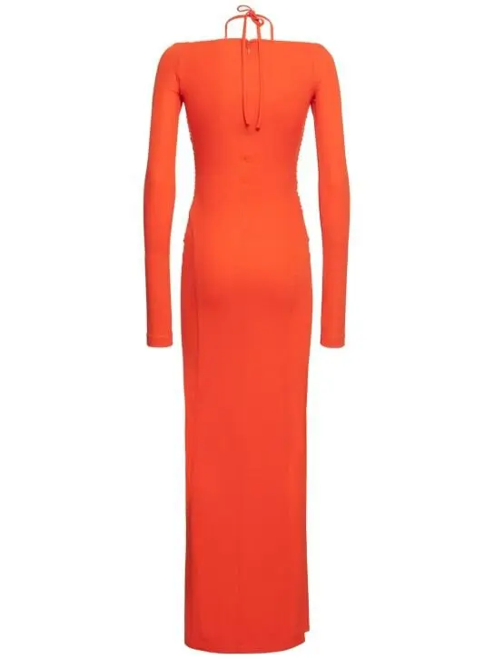 DION LEE Draped Viscose Jersey Split Long Dress