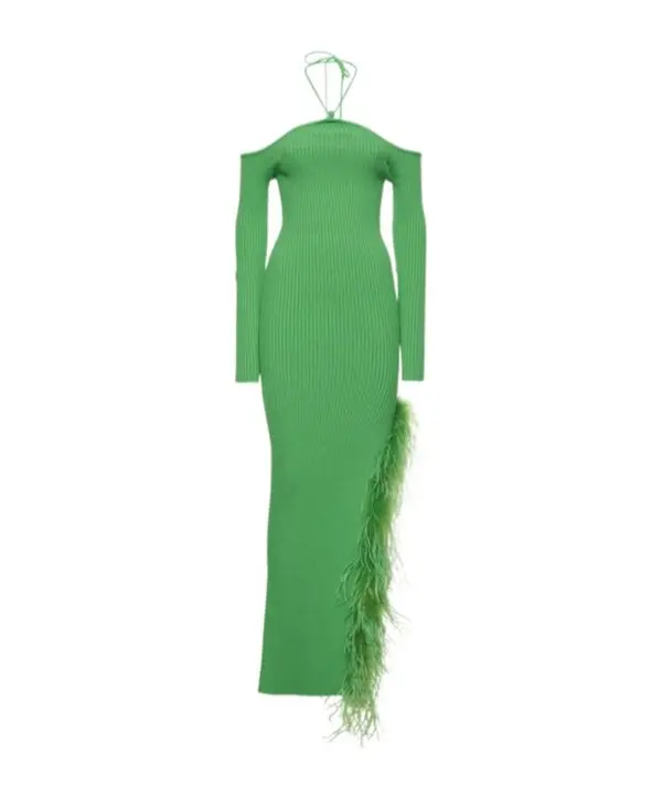 Giuseppe Di Morabito Asymmetric Mini Dress W/ Feathers