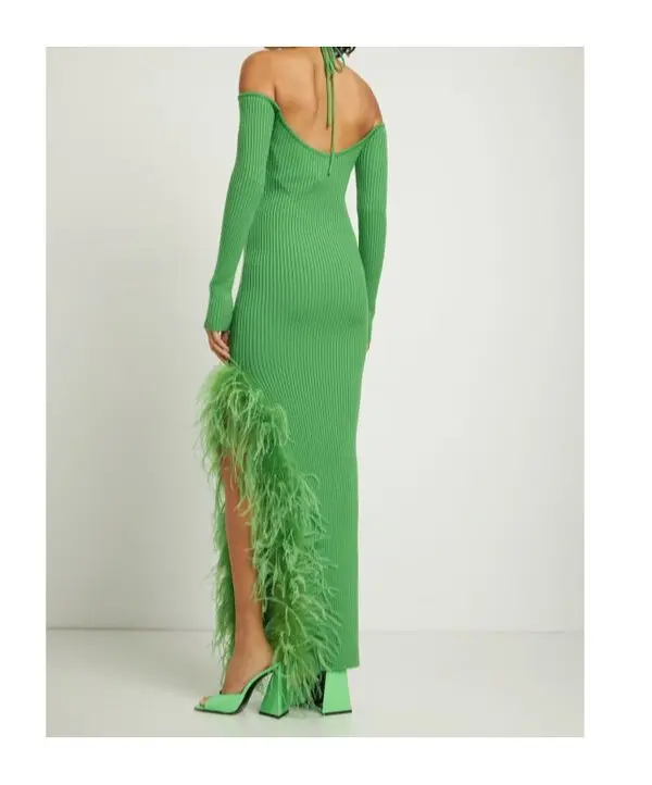 Giuseppe Di Morabito Asymmetric Mini Dress W/ Feathers