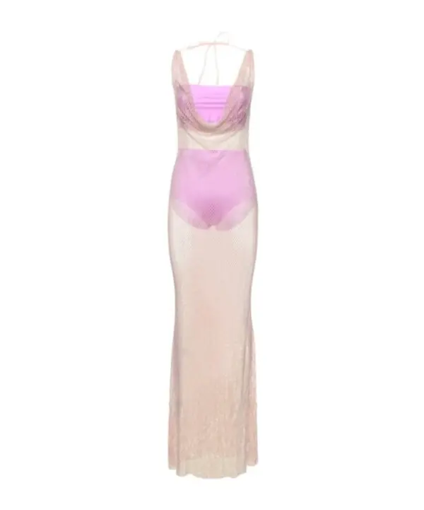 Giuseppe Di Morabito Embellished Mesh Long Dress