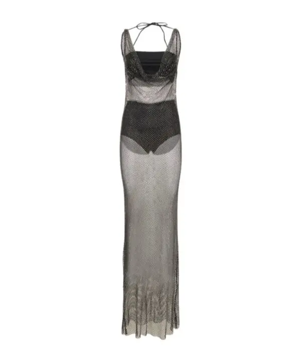 Giuseppe Di Morabito Embellished Mesh Long Dress