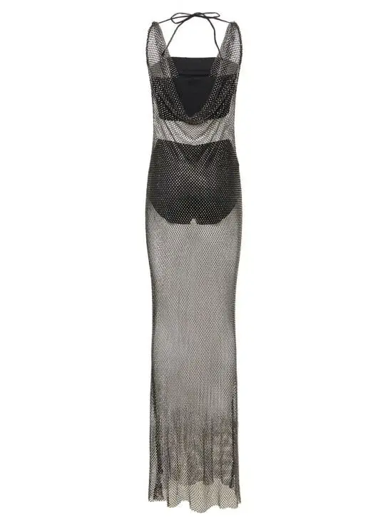 Giuseppe Di Morabito Embellished Mesh Long Dress