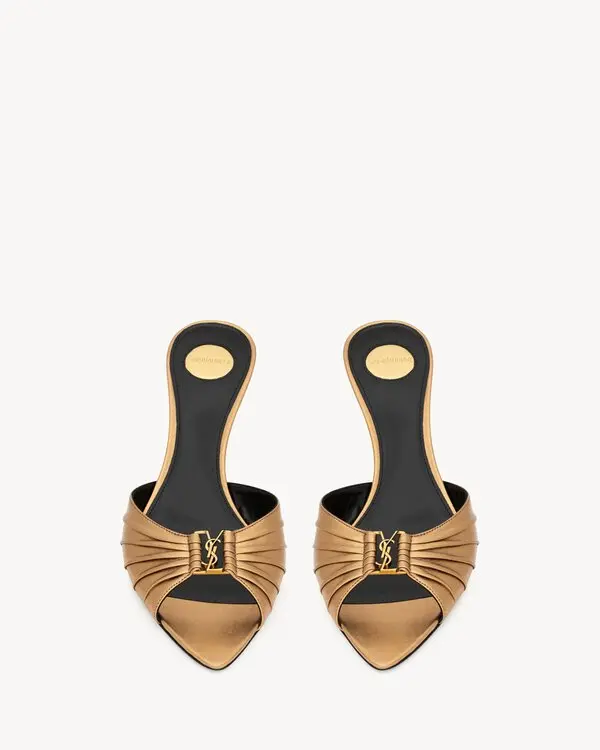 Saint Laurent Babylone Mules In Metallic Leather