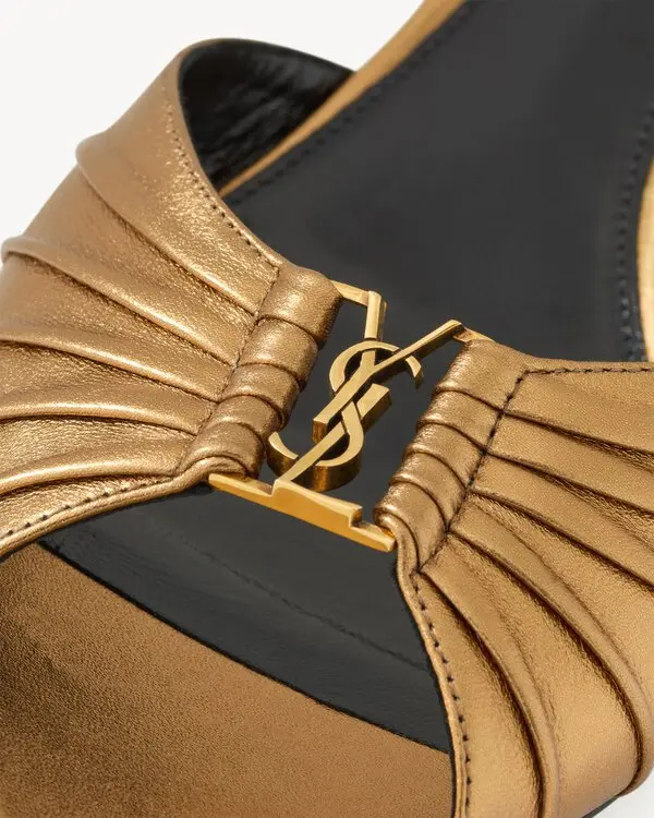 Saint Laurent Babylone Mules In Metallic Leather