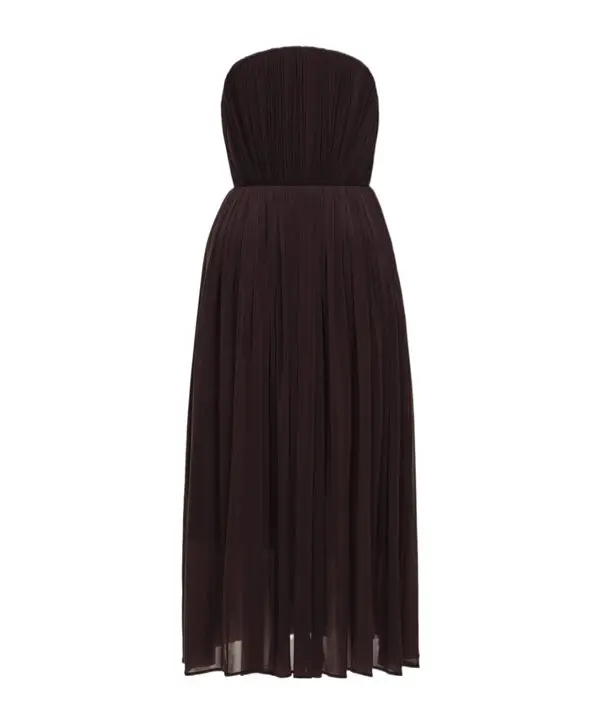 Magda Butrym Strapless Pleated Corset Dress In Burgundy - Wine Red