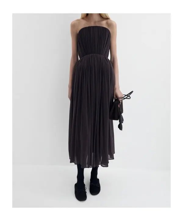 Magda Butrym Strapless Pleated Corset Dress In Burgundy