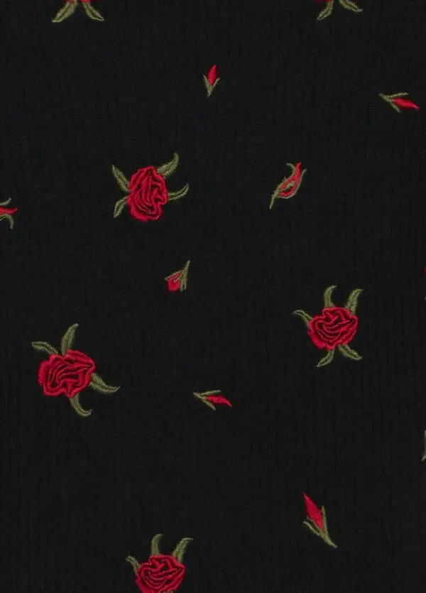 Blumarine Wool Jumper With Rose Embroidery - Black/red